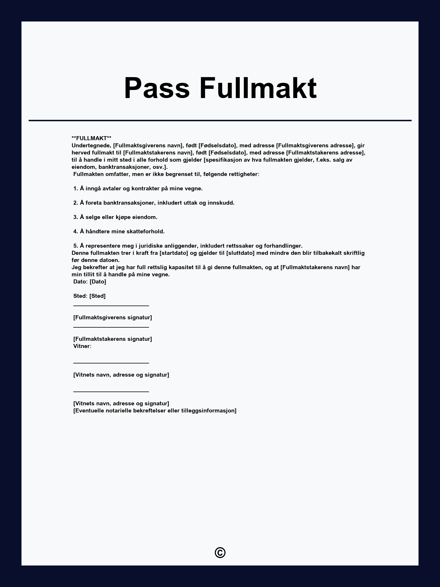 Pass Fullmakt